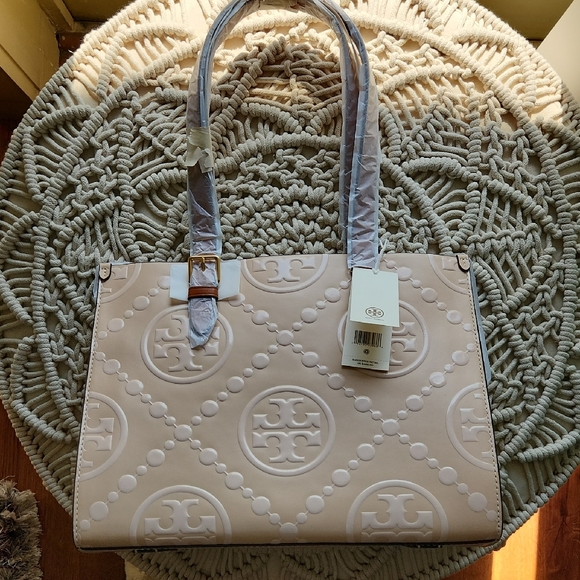 Tory Burch | Bags | Nwt Tory Burch Cream Peach Tote Elegant Structured ...